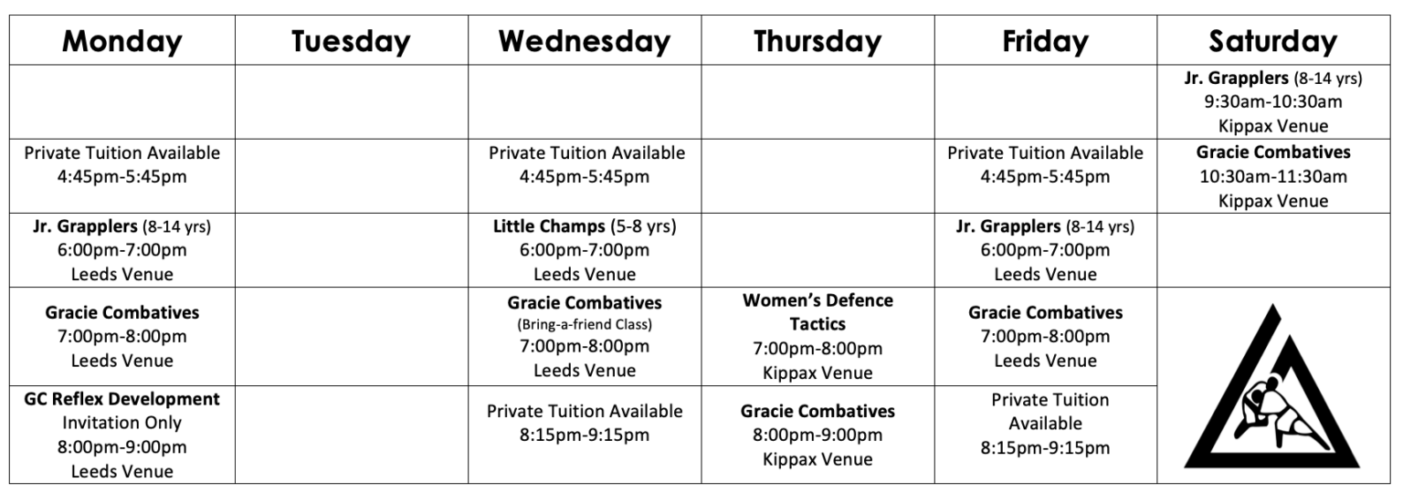 Timetable - Gracie Jiu Jitsu Leeds
